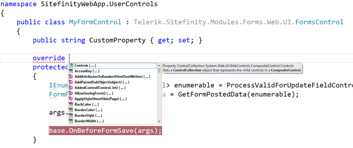 Overriding and Extending the Sitefinity Forms Builder Widget